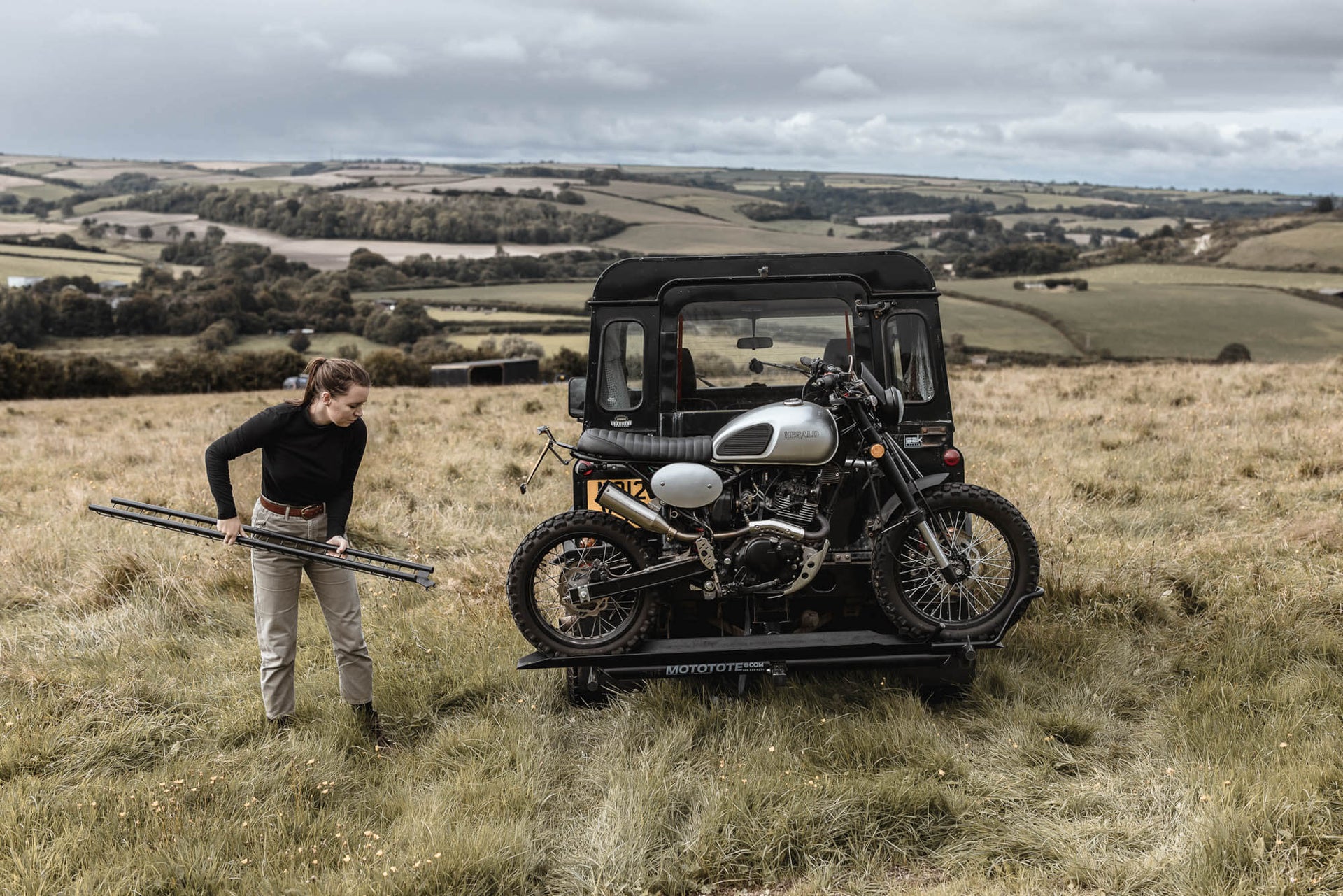 MotoTote m3 - Single Steel Motorcycle Hitch Carrier (500 lbs. Capacity)